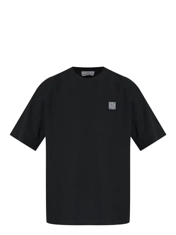 Stone Island T-shirt With Logo Patch - Black