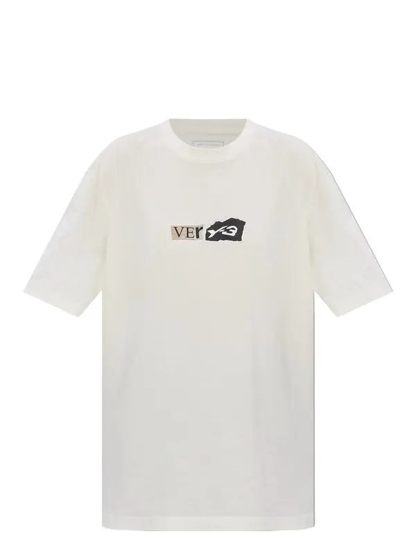 Y3 Logo Print T-shirt - Cream