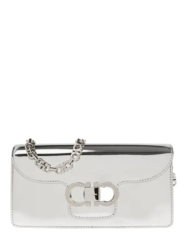 FERRAGAMO Gancini Mini Clutch - Silver