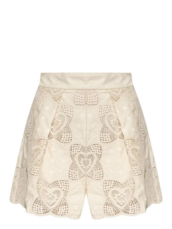 Zimmermann Lace Openwork Shorts - Cream