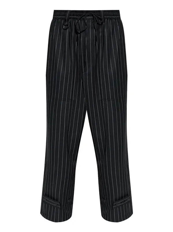 Y3 Pinstripe Pattern Trousers - Black