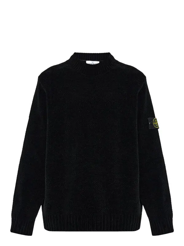 Stone Island Crew Neck Cotton Knit Sweater - Black