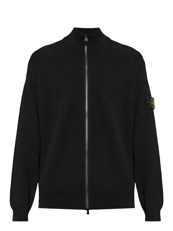 Stone Island Stand-up Collar Cardigan - Black