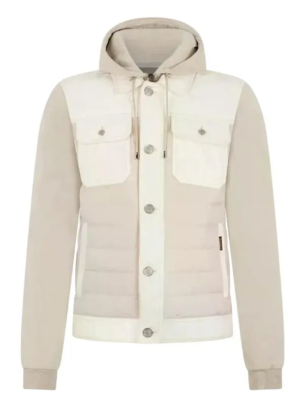 MOORER Hooded Pocket Bomber Jacket - Neutrals