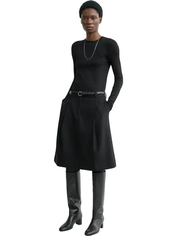 TOTEME Tailored Pleated A-line Skirt - Black