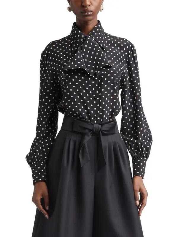 Valentino Garavani Silk Crêpe De Chine Shirt - Black/white