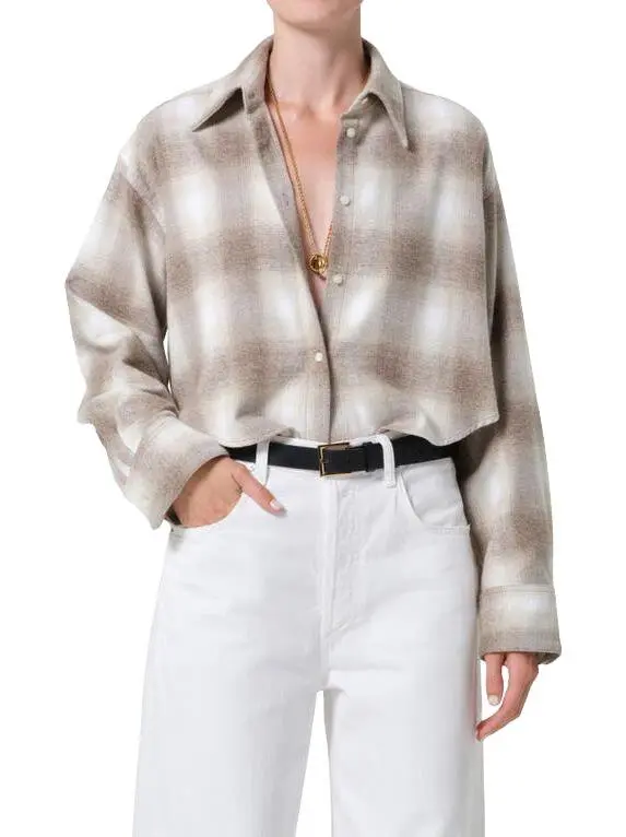 Citizens Of Humanity Ana Buffalo Plaid Crop Button-up Shirt - Schiffer Plaid