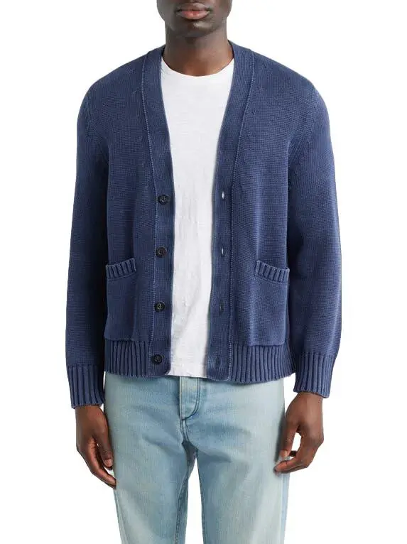CORRIDOR Acid Wash Cotton Cardigan - Navy