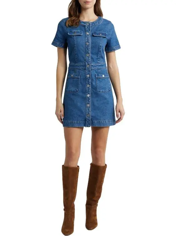 Paige Kiya Snap Front Denim Mini Shirtdress - Adventure