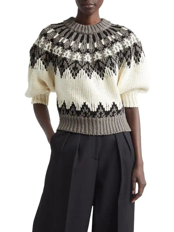 Altuzarra Marty Fair Isle Cotton Sweater - Toffee