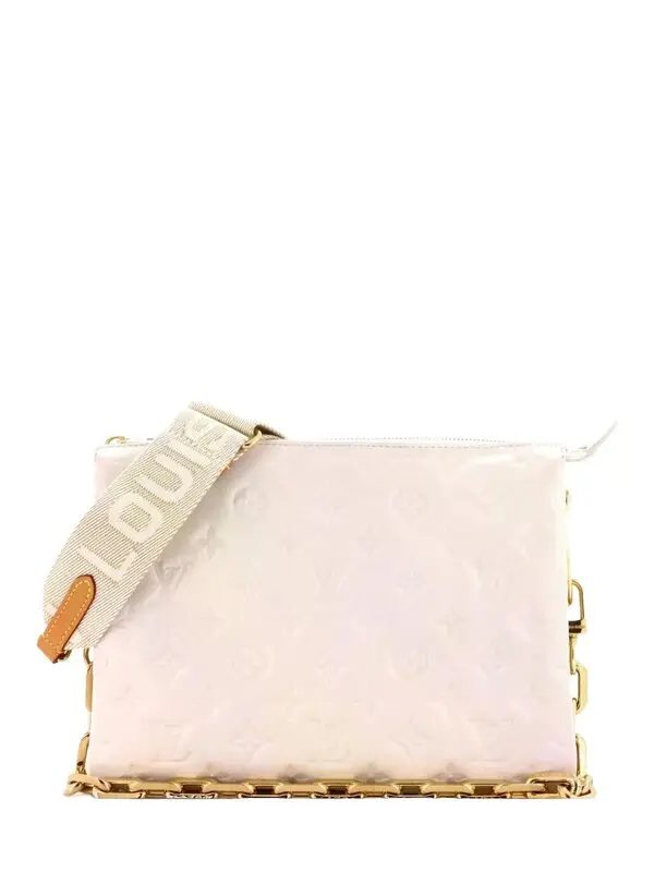 LOUIS VUITTON Coussin Pm Crossbody Bag Monogram Embossed Lambskin - White