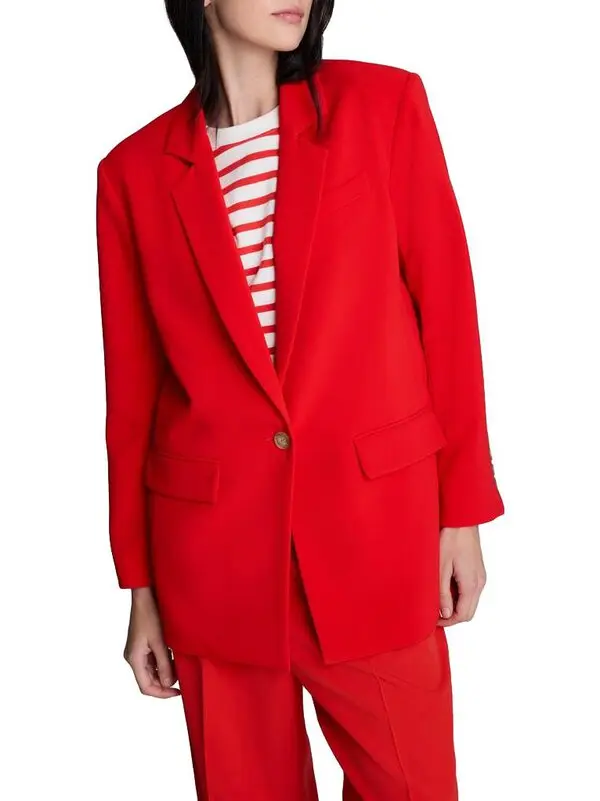 KENNETH COLE Oversized Twill Blazer - Lava Red