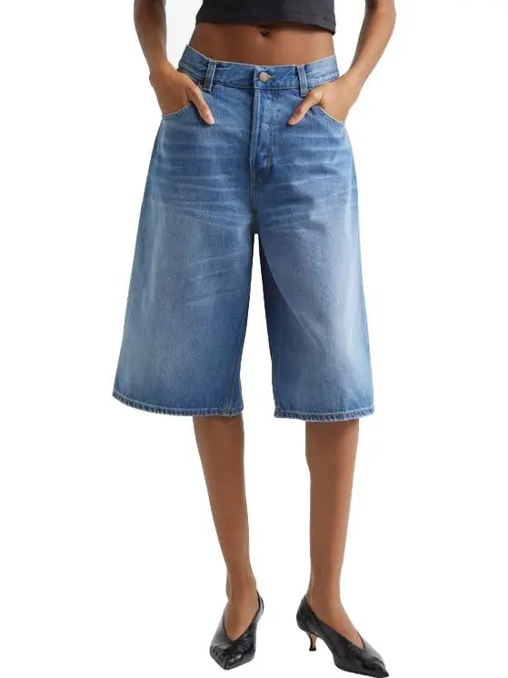 HAIKURE Wide-leg Denim Bermuda Shorts - Real Blue