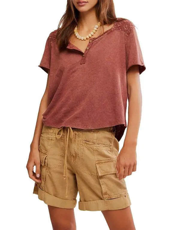 Free People Heirloom Henley Top - Canyon Sunset