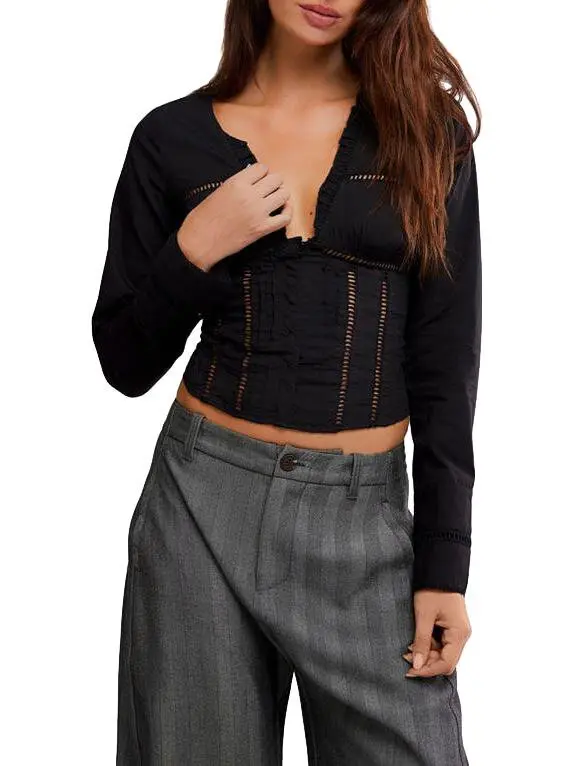 Free People Frankie Long-sleeve Corset Top - Black