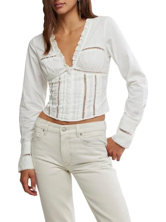 Free People Frankie Long-sleeve Corset Top - Clean Ivory