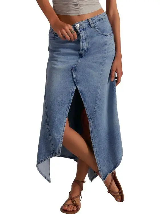 Free People Aquarius Handkerchief Denim Skirt - Free Spirit