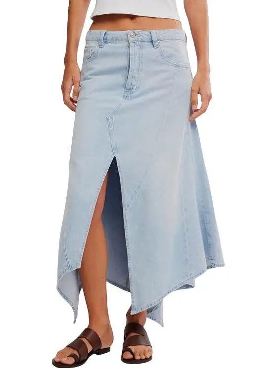 Free People Aquarius Handkerchief Denim Skirt - Frostwire