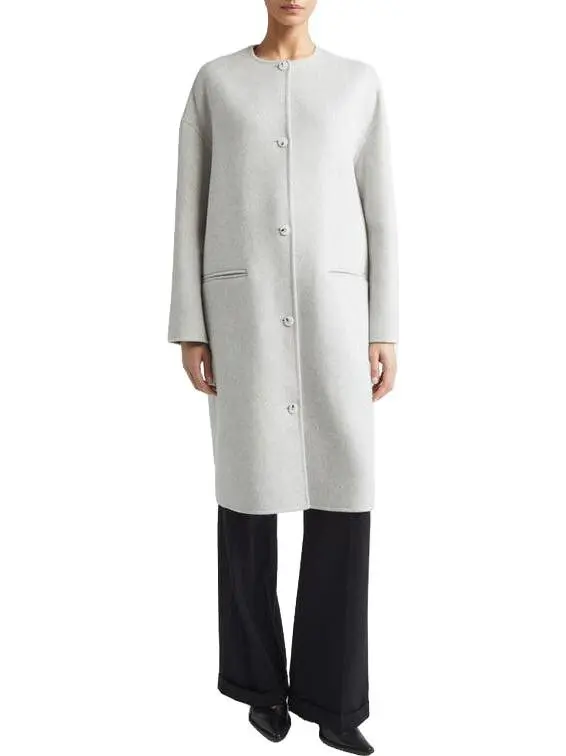Loulou De Saison Kerry Oval-shaped Wool & Cashmere Coat - Light Grey Melange