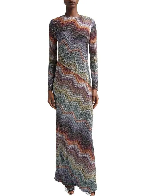 Missoni Sequin Lamé Long Sleeve Dress - Multi Dark