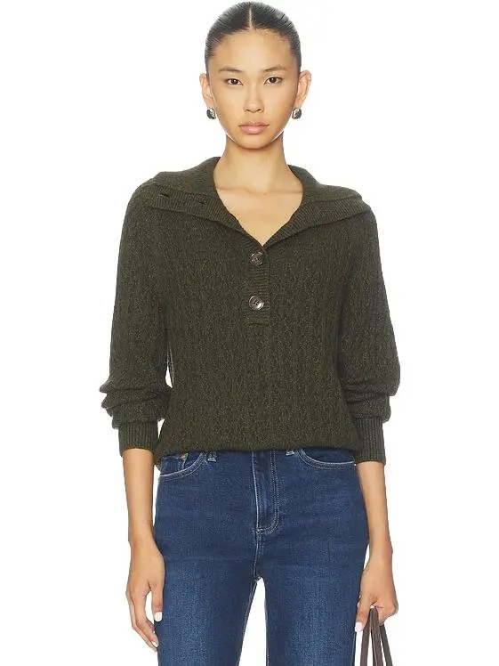 Varley Bridget Half Button Sweater - Olive