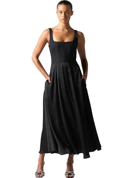 JBQ Midi Dress With Square Neckline - Black