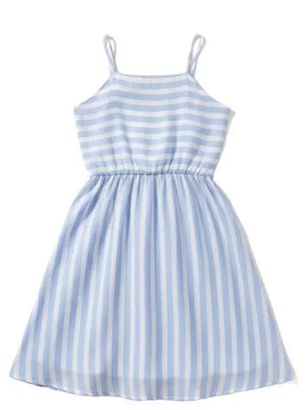 MIA BELLE GIRLS Striped Cotton Sundress - Blue