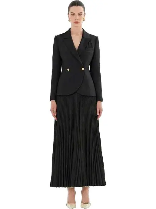 GIZIA Double-breasted Jacket And Pleated Skirt - Black