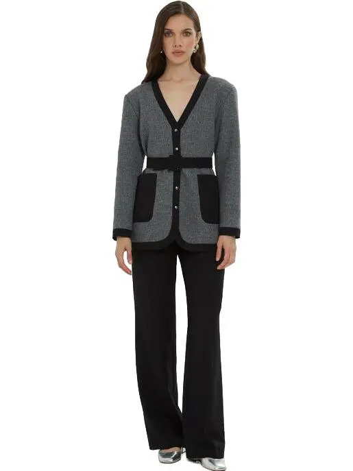 GIZIA Cardigan Set With Belt - Grey