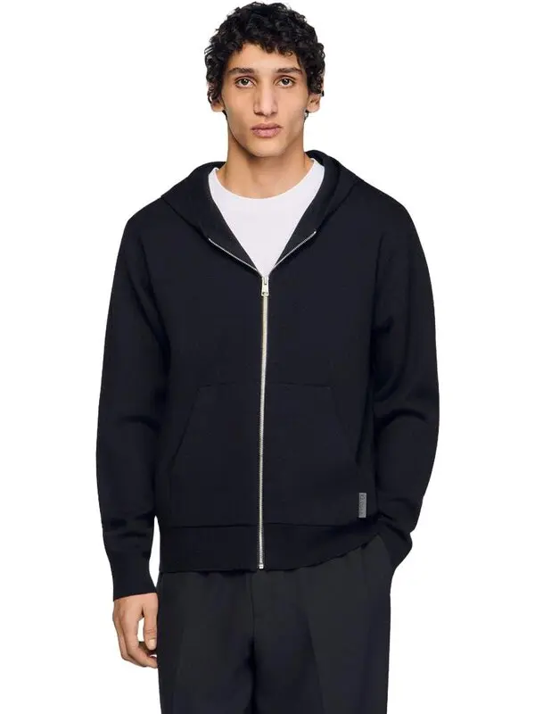 Sandro Oversized Zip-up Sweatshirt - Black
