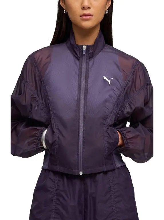 PUMA Dare To Water Repellent Sheer Woven Jacket - Deep Plum