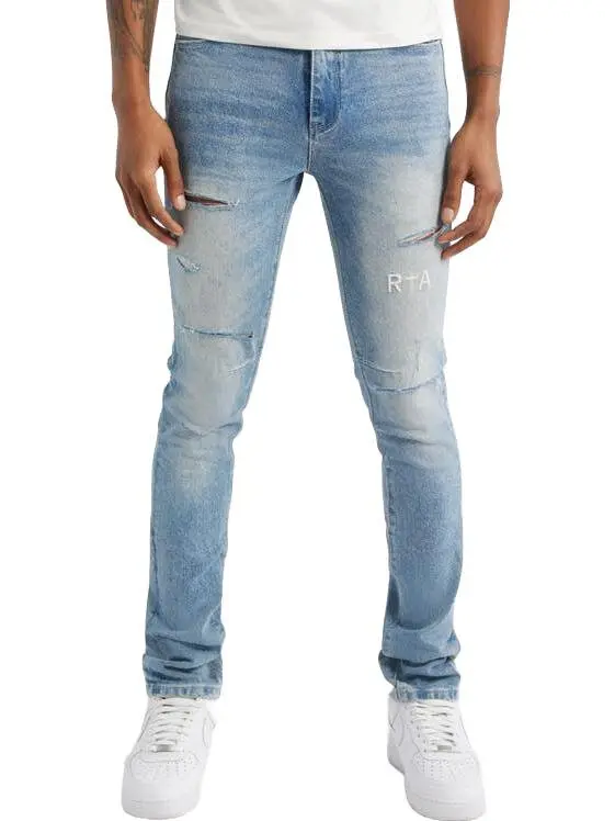 RtA Bryant Ripped Skinny Jeans - Faded Distressed Blue