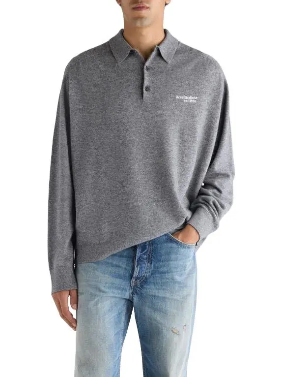 Acne Studios Kluxey Light Richard Yak Hair & Wool Polo Sweater - Dark Grey
