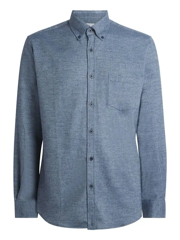 Sunspel Brushed Cotton Shirt - Blue