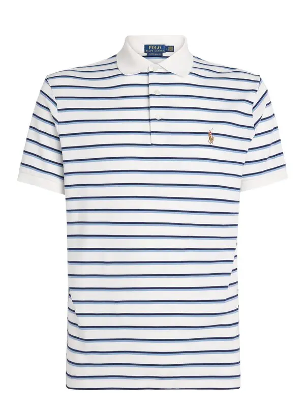Polo Ralph Lauren Pima Cotton Stripe Slim Polo Shirt - White
