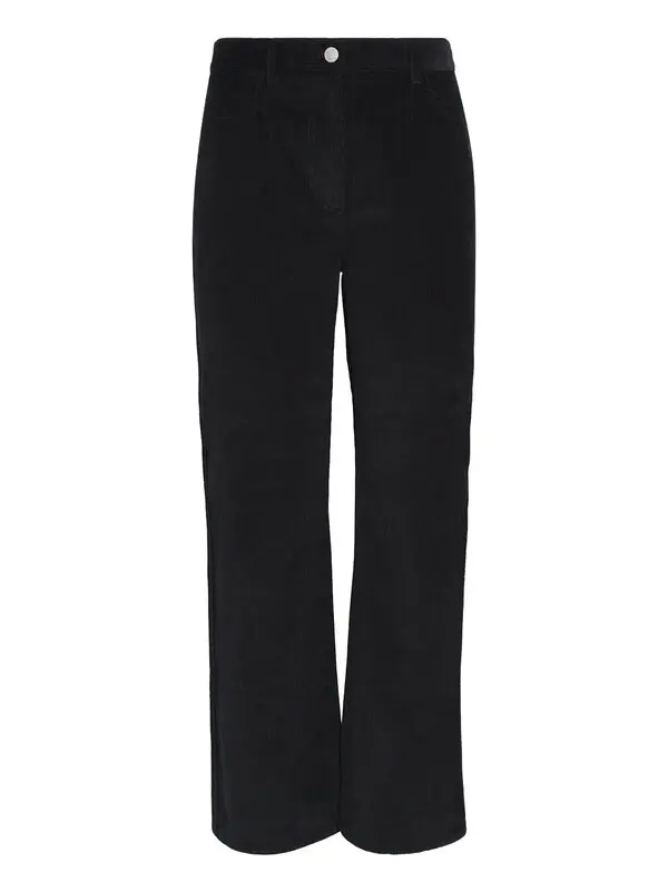 TOTEME Cotton Corduroy Straight Trousers - Black