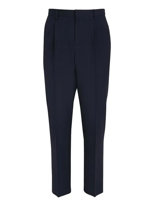 Sunspel Wool Pleated Straight Trousers - Navy