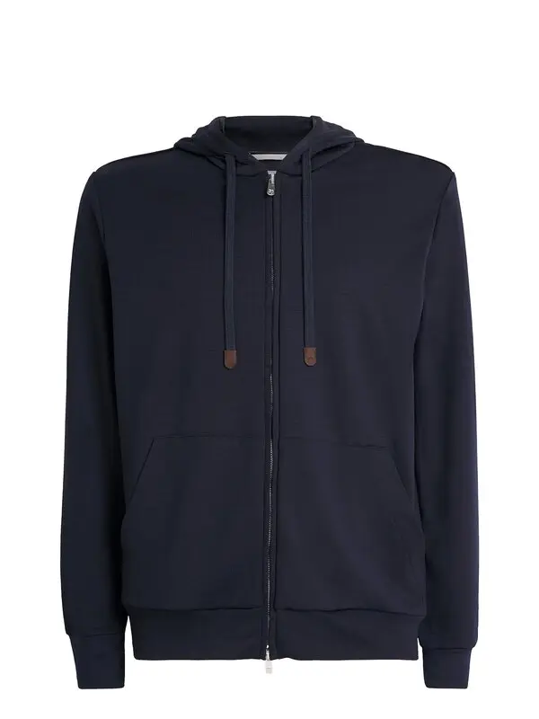Marco Pescarolo Virgin Wool-blend Zip-up Hoodie - Navy