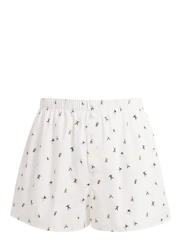 Sunspel Cotton Printed Board Shorts - White