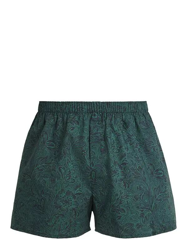 Sunspel Cotton Printed Boxer Shorts - Green