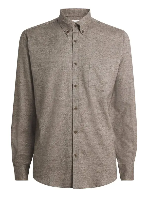 Sunspel Brushed Cotton Shirt - Brown