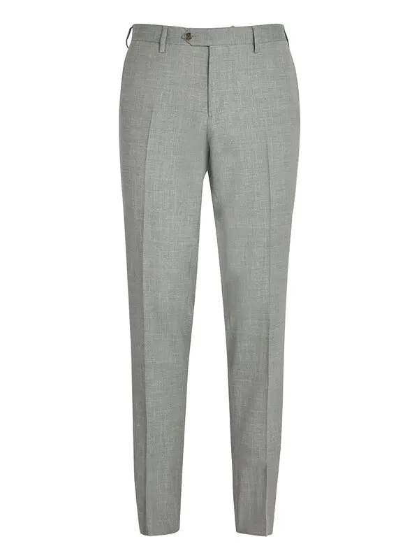 LARDINI Wool-silk-linen Straight Trousers - Green