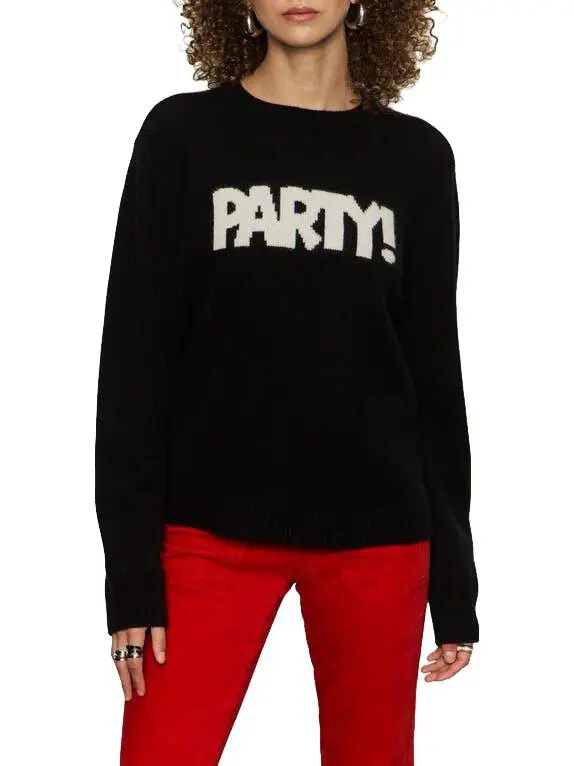 Sanctuary Life Of The Party Wool & Cashmere Sweater - Black/chalk White