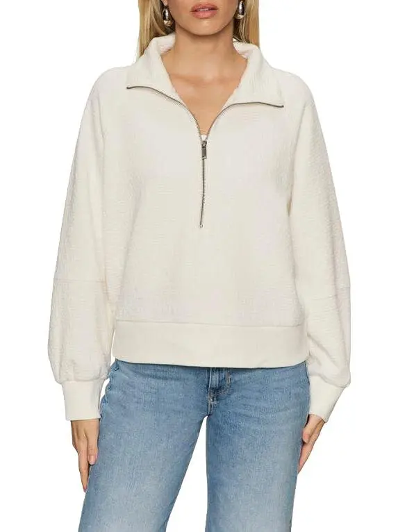 Sanctuary Textured Half-zip Sweatshirt - Chalk White