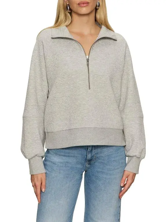 Sanctuary Textured Half-zip Sweatshirt - Heather Grey