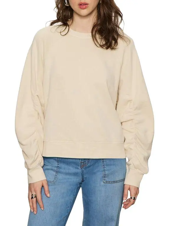 Sanctuary Gathered Sleeve Sweatshirt - Vanilla White