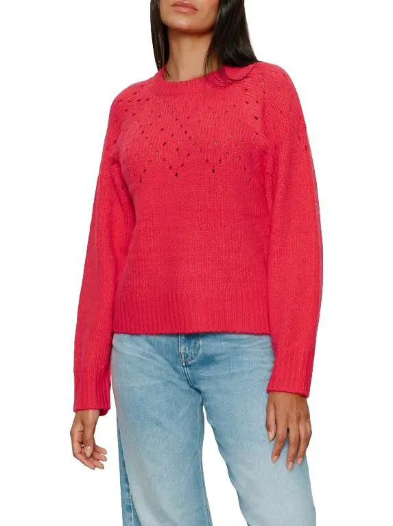 Sanctuary Openwork Crewneck Sweater - Tulip Red