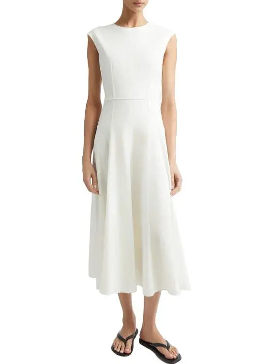 Partow Leroy Stretch Linen & Cotton Blend Crinkle Dress - Ivory
