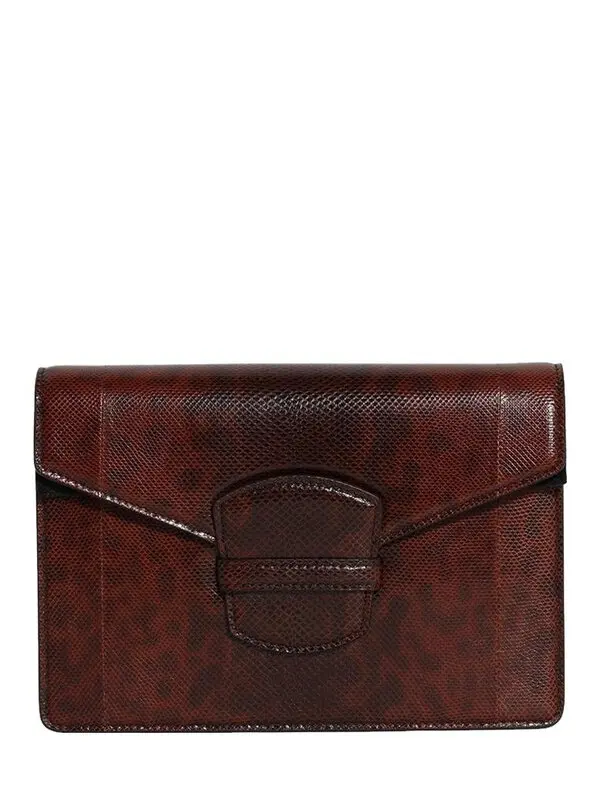 THE ROW Snakeskin Flap Clutch - Orange