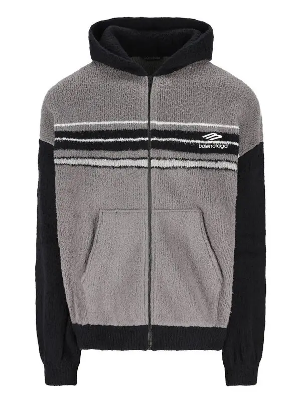 Balenciaga Fluffy Zip-up Hoodie - Grey